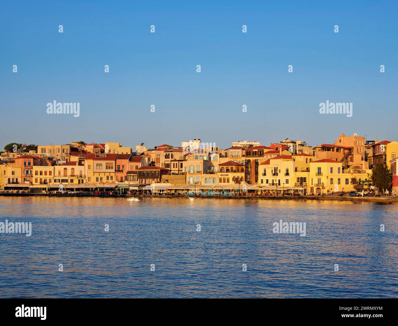 Old Town Waterfront at sunrise, City of Chania, Crete, Greek Islands ...
