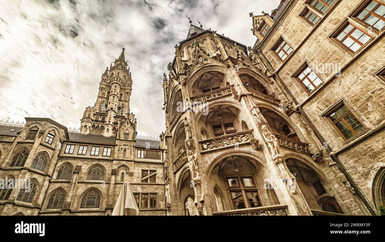 New Town Hall, 19th Century Gothic Revival Style, Marienplatz, Munich ...