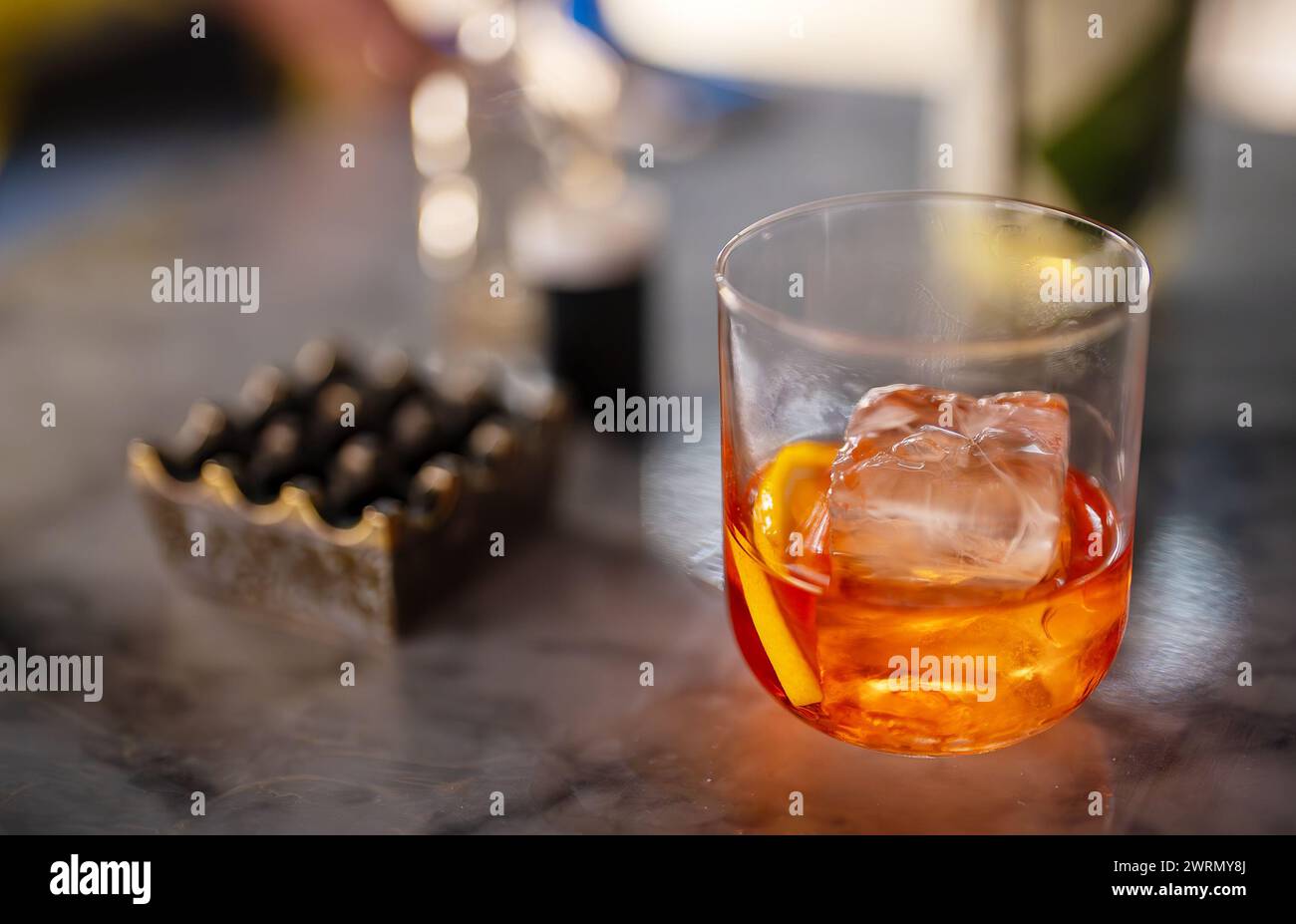 Classic Negroni cocktail with ice Stock Photo - Alamy