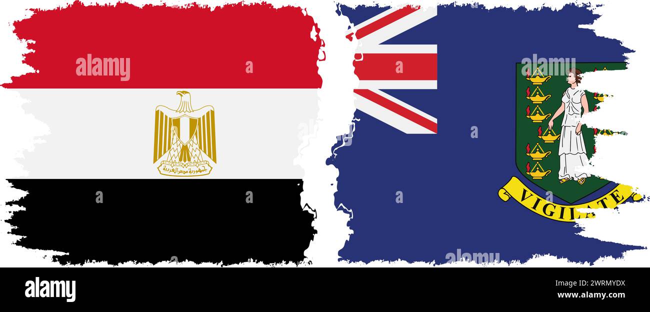British Virgin Islands and Egypt grunge flags connection, vector Stock ...