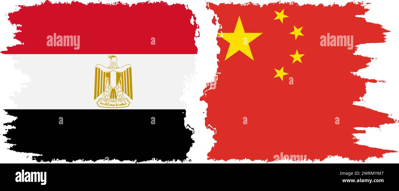 China and Egypt grunge flags connection, vector Stock Vector Image ...