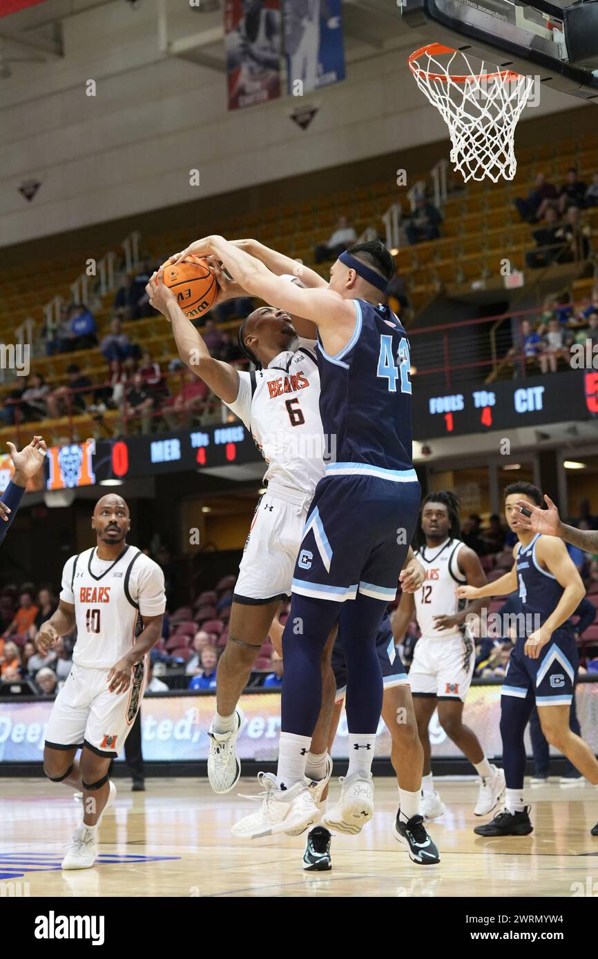 Citadel forward Quentin Millora-Brown (42) blocks Mercer forward Alex ...