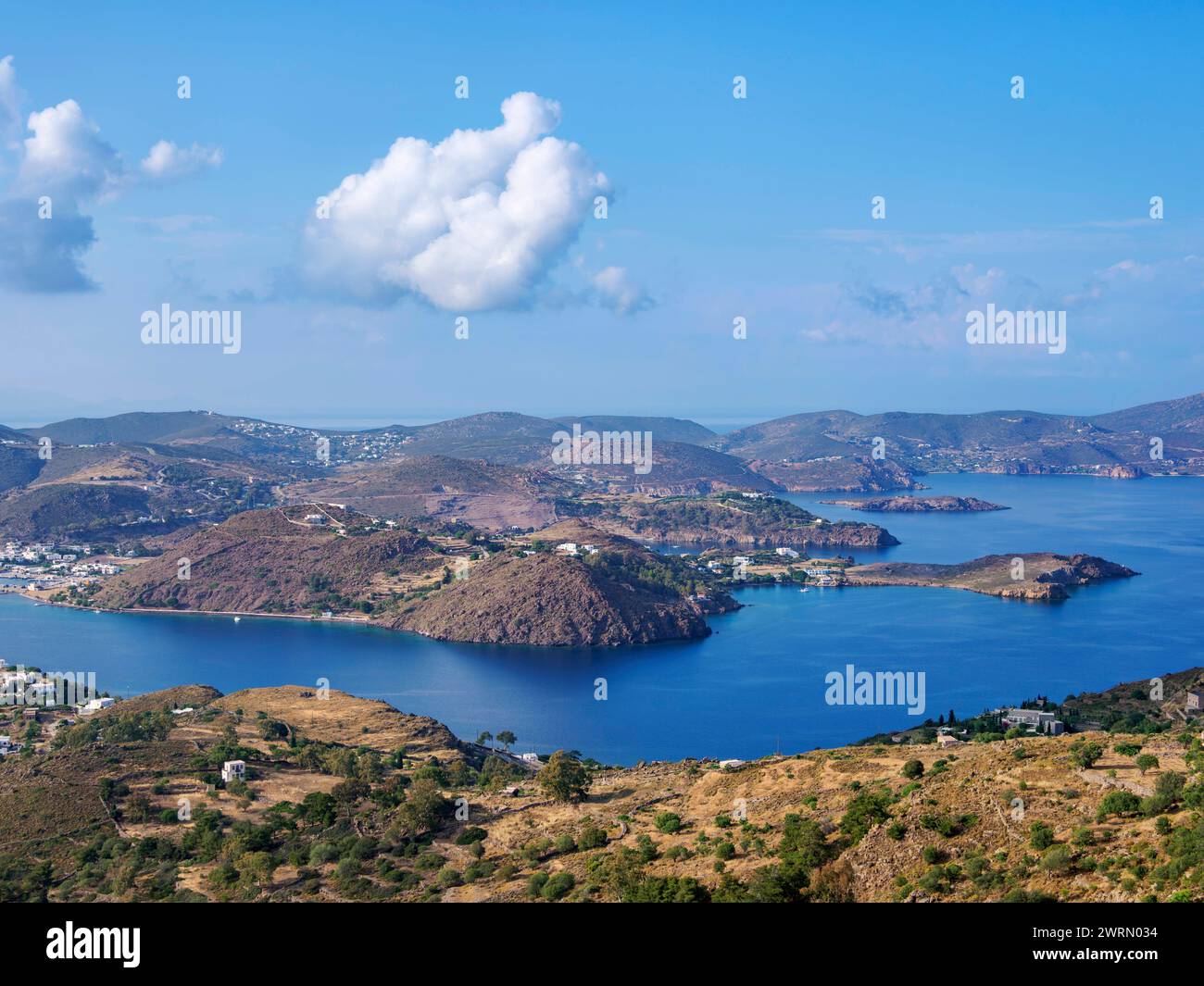 Landscape of Patmos Island, Dodecanese, Greek Islands, Greece, Europe ...