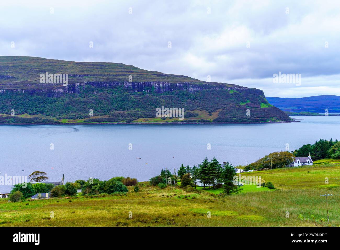 View of Loch Bay, and Waternish peninsula landscape, in the Isle of ...