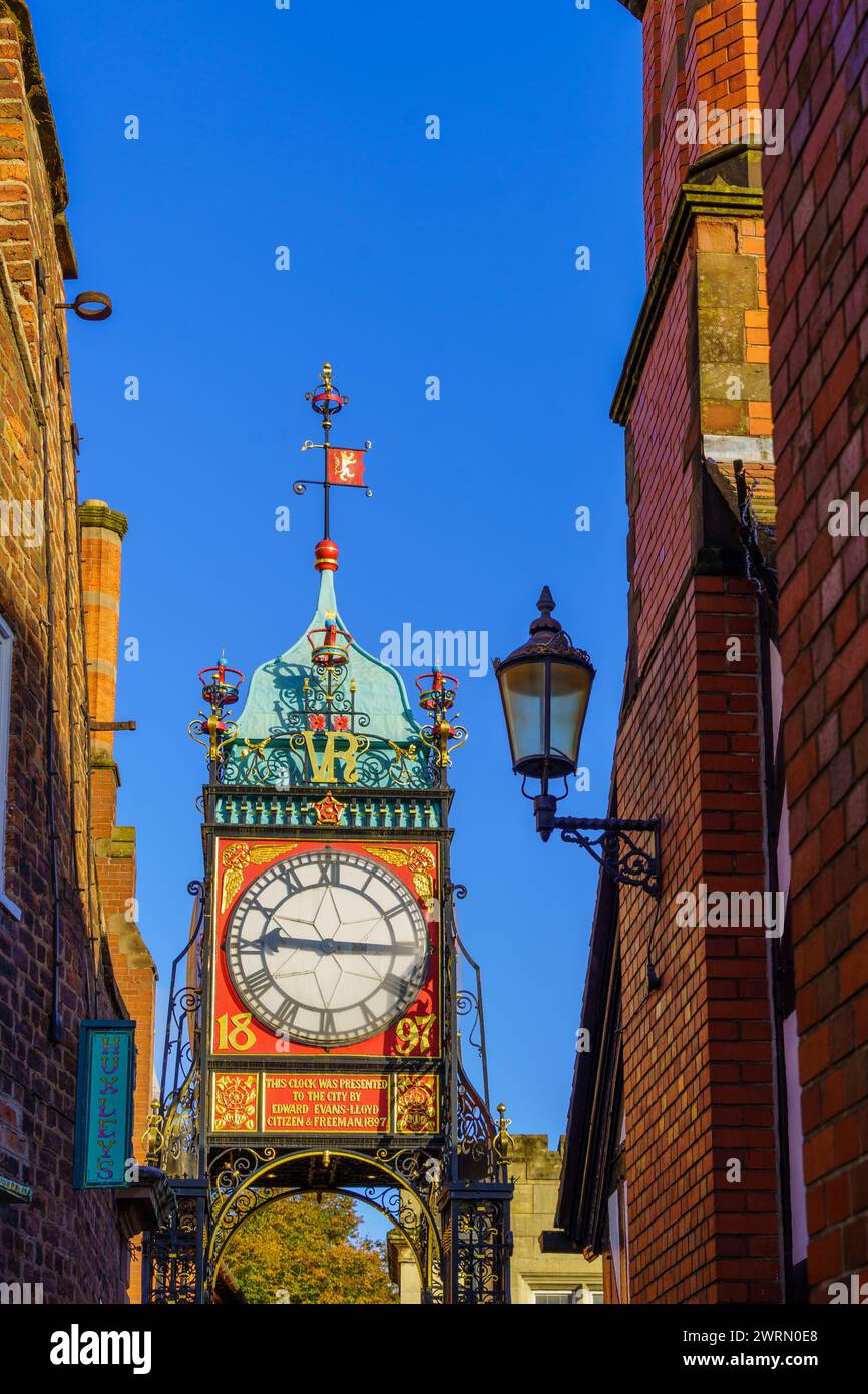 View of the historic Eastgate Clock, in Chester, Cheshire, England, UK ...