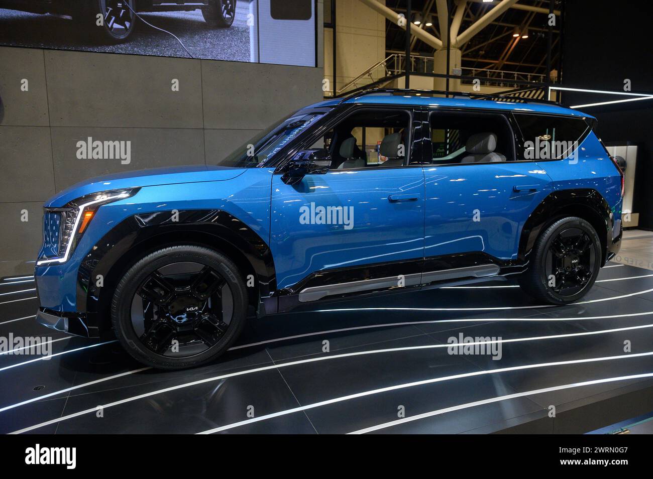 toronto, ON, Canada - February 16, 2024: Kia EV9 is presented at the ...
