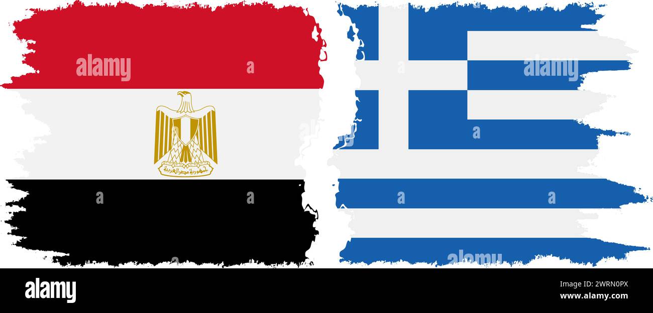 Greece and Egypt grunge flags connection, vector Stock Vector Image ...