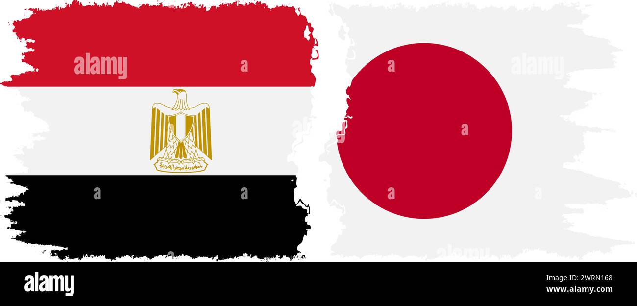 Japan and Egypt grunge flags connection, vector Stock Vector Image ...