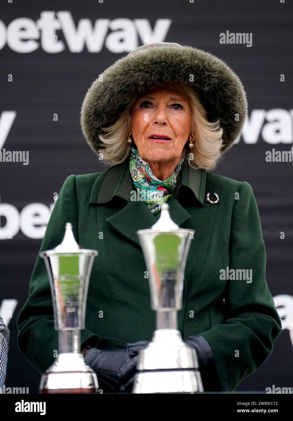 Queen Camilla prior to presenting the trophies to the winners of the ...