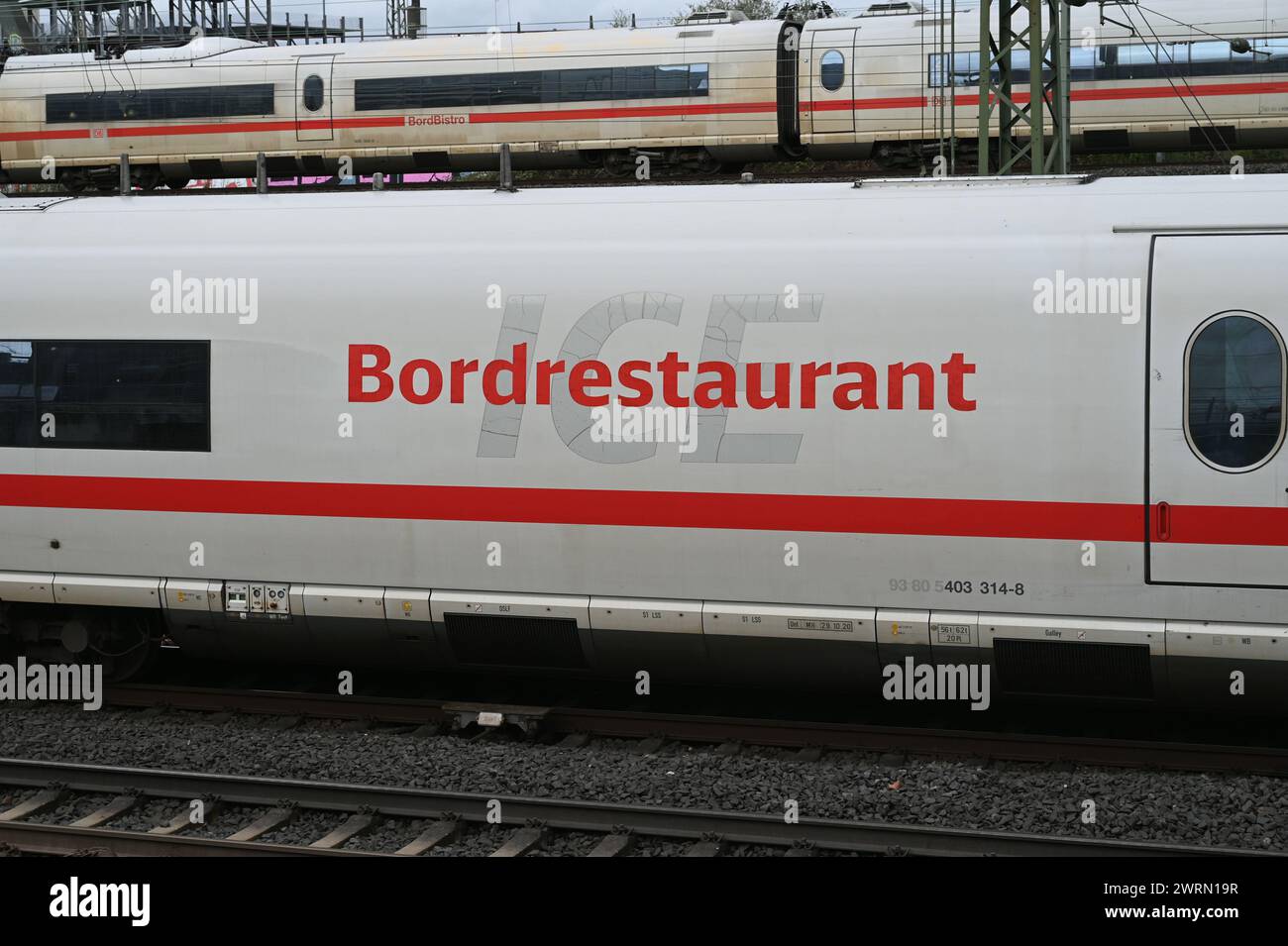 Cologne, Germany. 13th Mar, 2024. On-board restaurant of the ICE ...