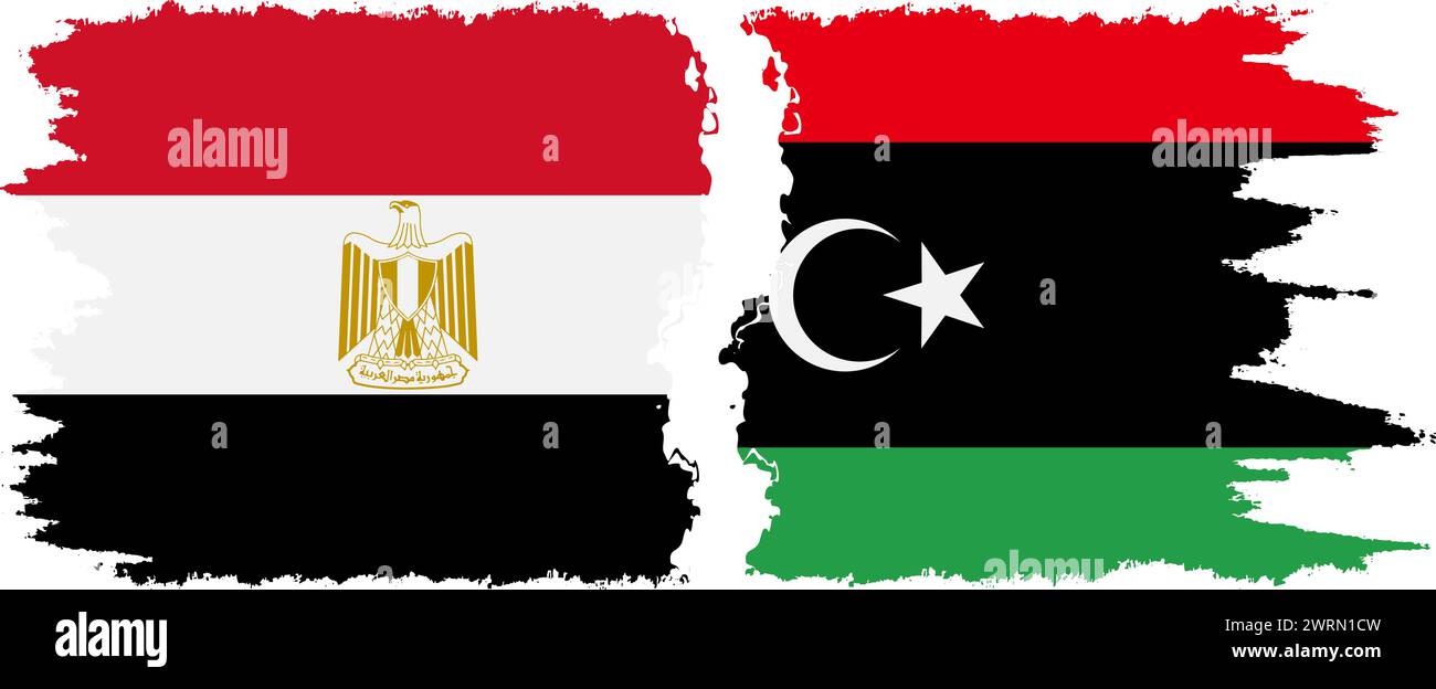 Libya and Egypt grunge flags connection, vector Stock Vector Image ...