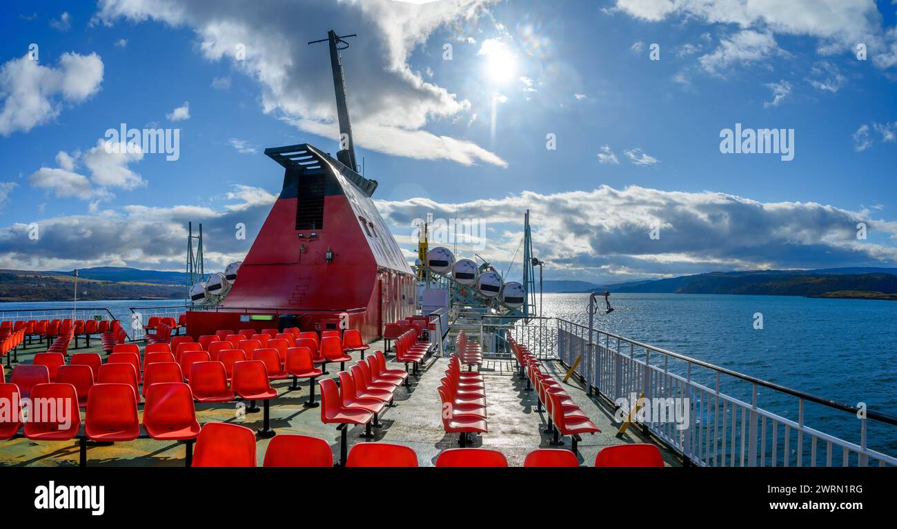 View of Isle of Mull from the deck of the Barra to Oban ferry, Isle of ...