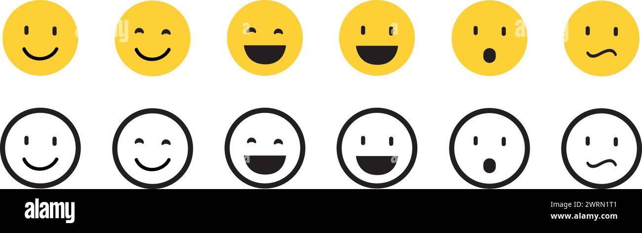 Happy smiley face or emoticon line art icon for apps and websites Stock ...