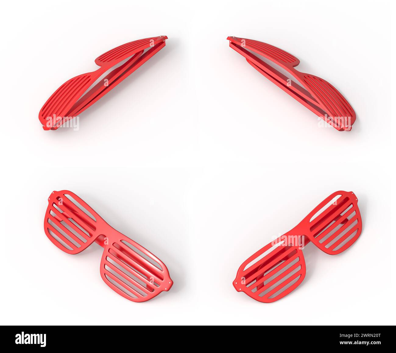 Red shutter shades on white background Stock Photo - Alamy