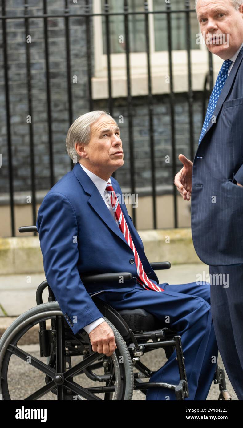 London UK 13th Mar 2024 Texas Governor Greg Abbott leaves a meeting at ...