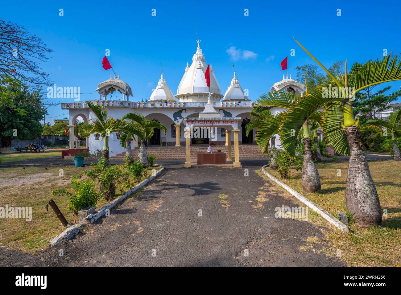 View of Grand Baie Mandir Hindu Temple on sunny day, Mauritius, Indian ...