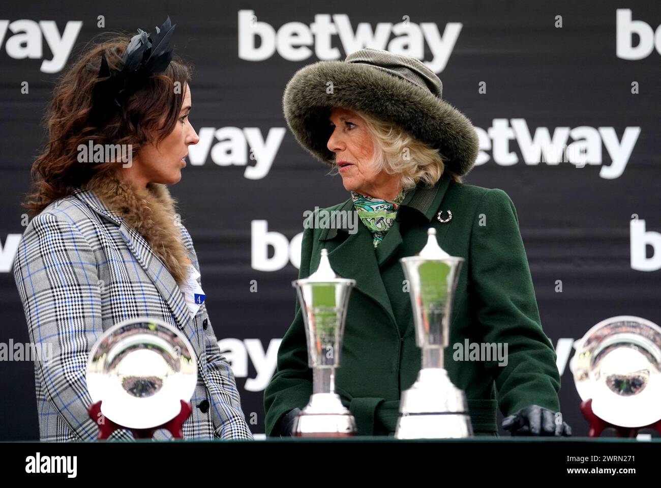 Queen Camilla prior to presenting the trophies to the winners of the ...