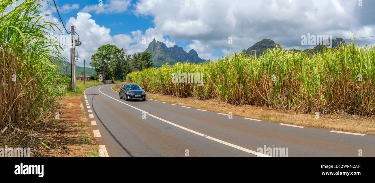 View of road leading to Pieter Both near Vallee du Paradis, Mauritius ...