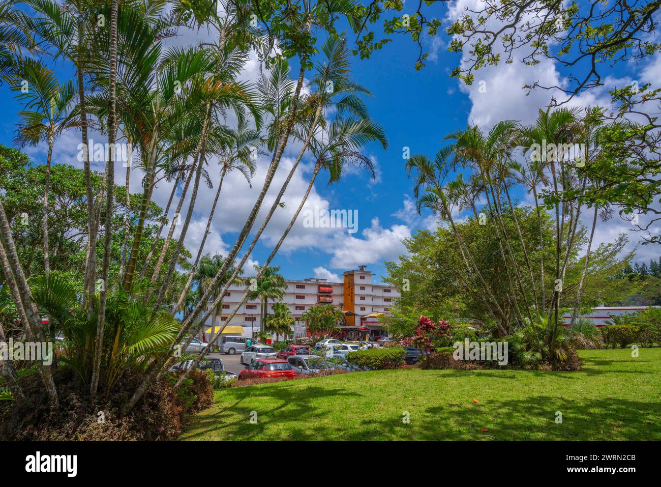 View of exterior of Bois Cheri Tea Factory, Savanne District, Mauritius ...