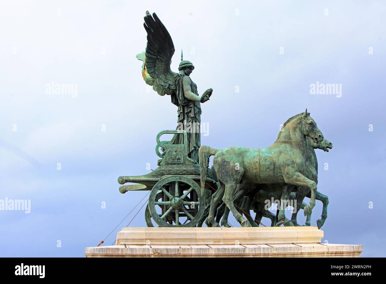 Rome, Italy, 23-02-24. The winged victory and Quadriga chariot with ...