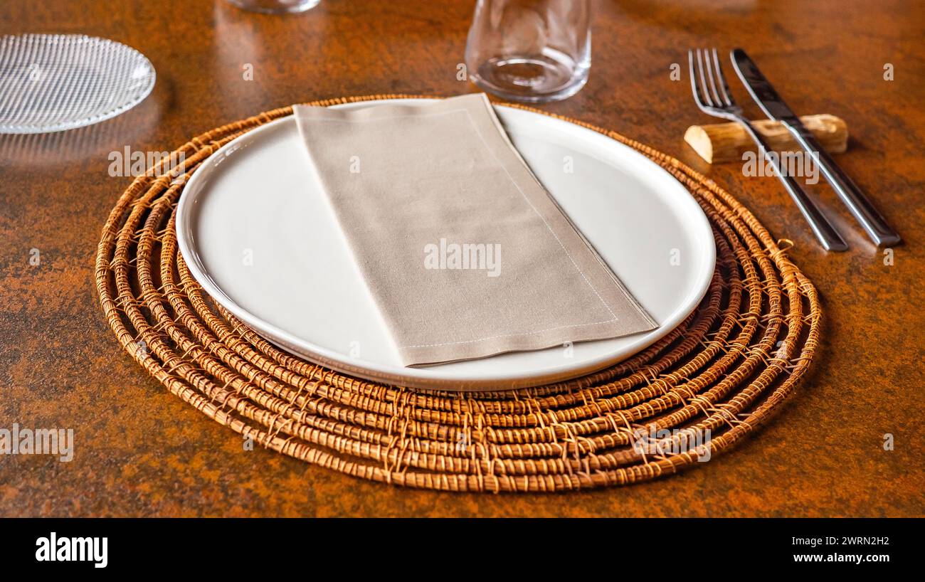 Restaurant Table Service ready to Start Serving Food Stock Photo - Alamy