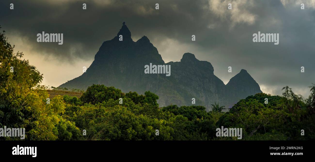 View of Pieter Both and Long Mountain, Mauritius, Indian Ocean, Africa ...