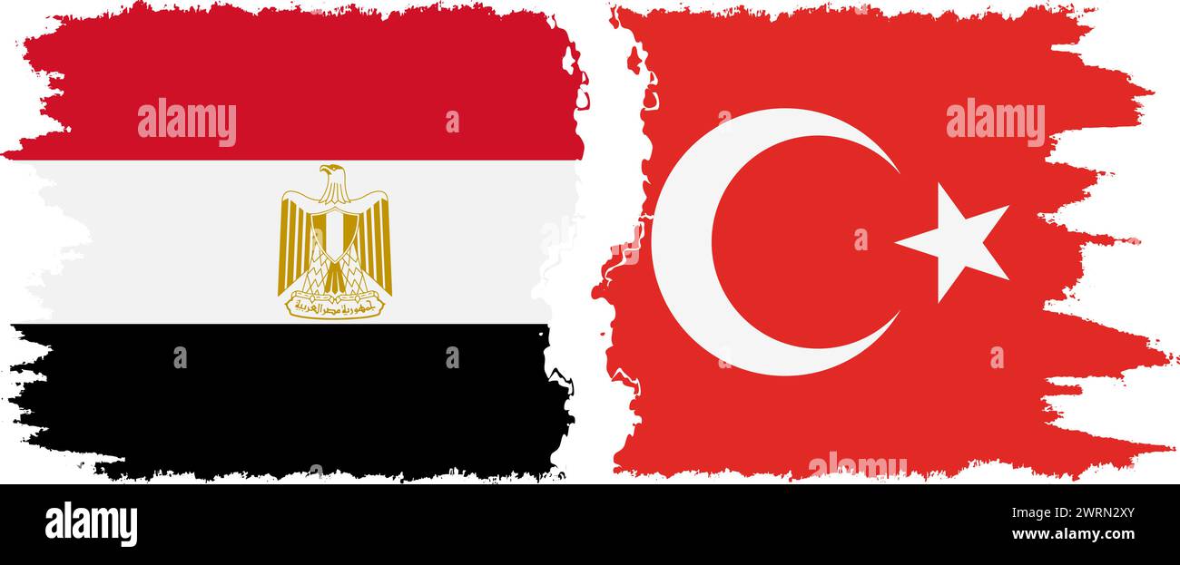 Turkey and Egypt grunge flags connection, vector Stock Vector Image ...