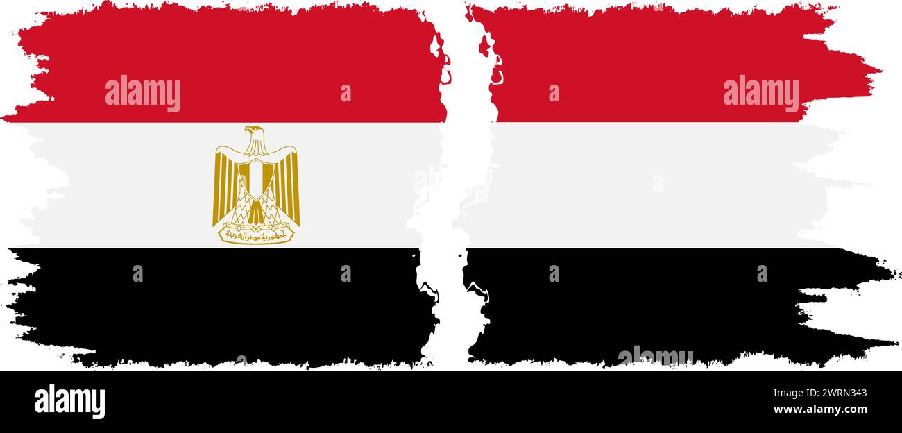 Yemen and Egypt grunge flags connection, vector Stock Vector Image ...