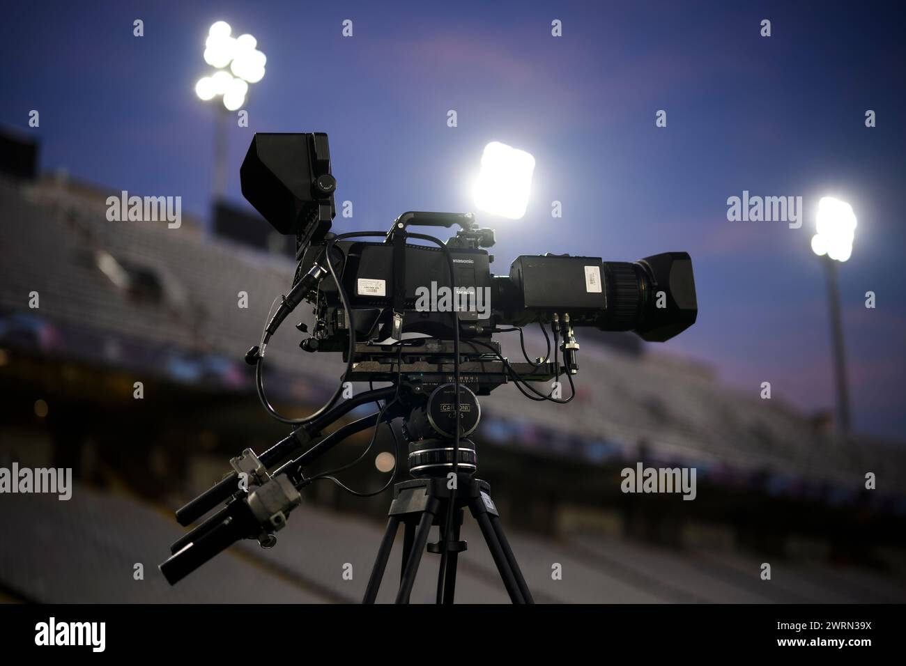 Barcelona, Spain. 12 March 2024. A tv camera is seen prior to the UEFA ...