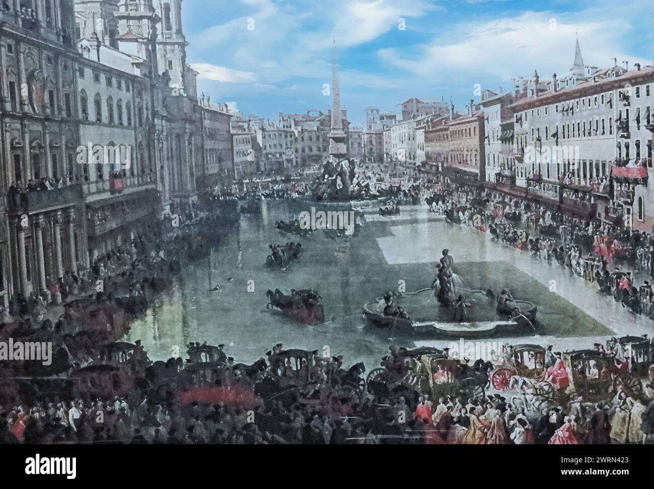 Piazza Navona, one of the most famous monumental squares in Rome Stock ...