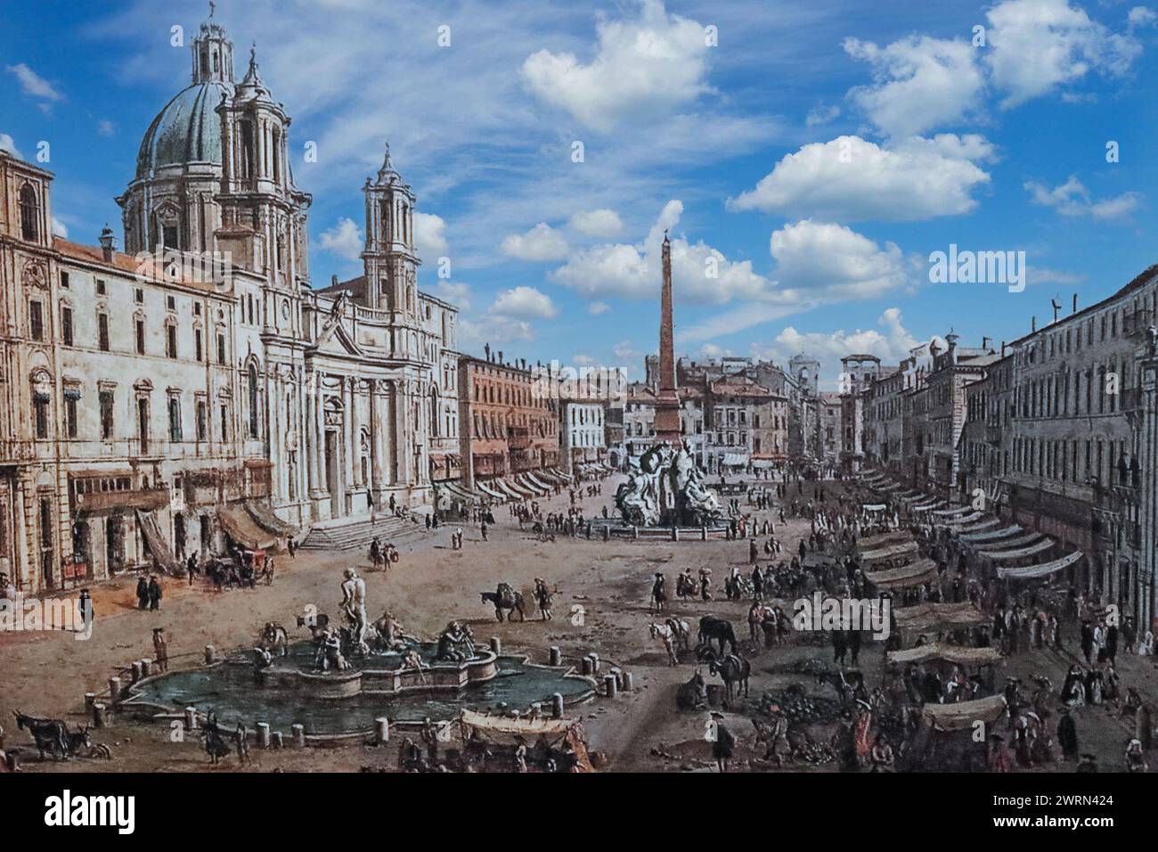Piazza Navona, one of the most famous monumental squares in Rome Stock ...