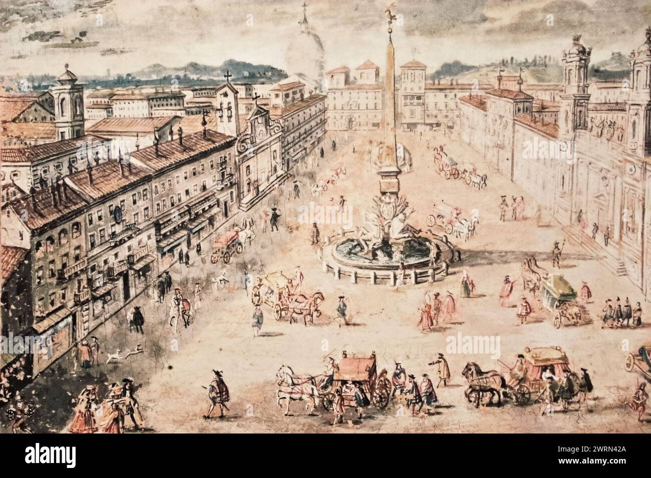 Piazza Navona, one of the most famous monumental squares in Rome Stock ...