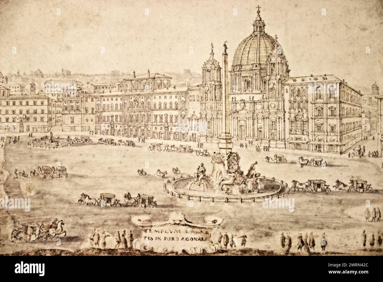 Piazza Navona, one of the most famous monumental squares in Rome Stock ...