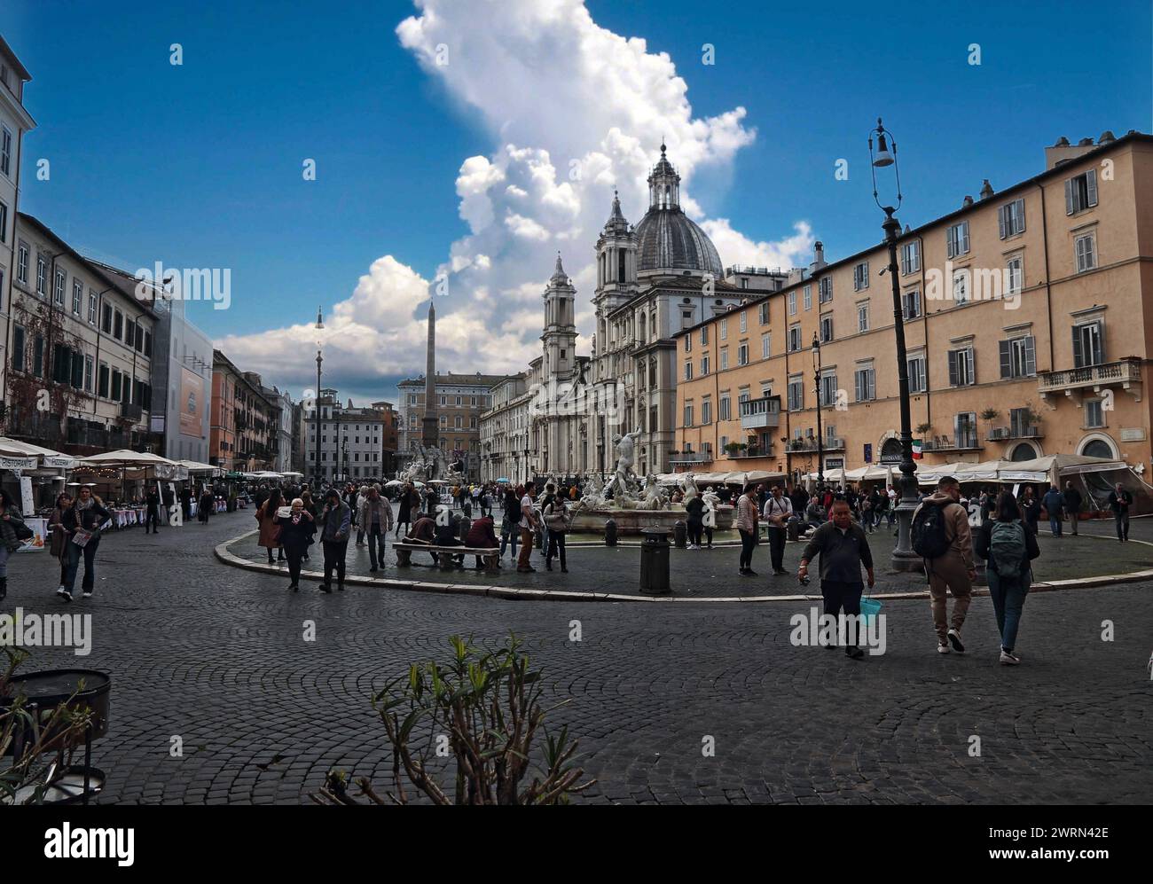 Piazza Navona, one of the most famous monumental squares in Rome Stock ...