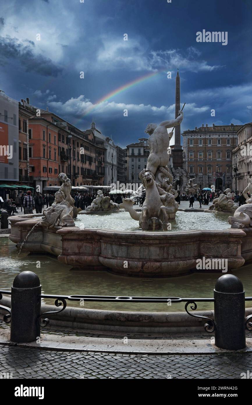Piazza Navona, one of the most famous monumental squares in Rome Stock ...