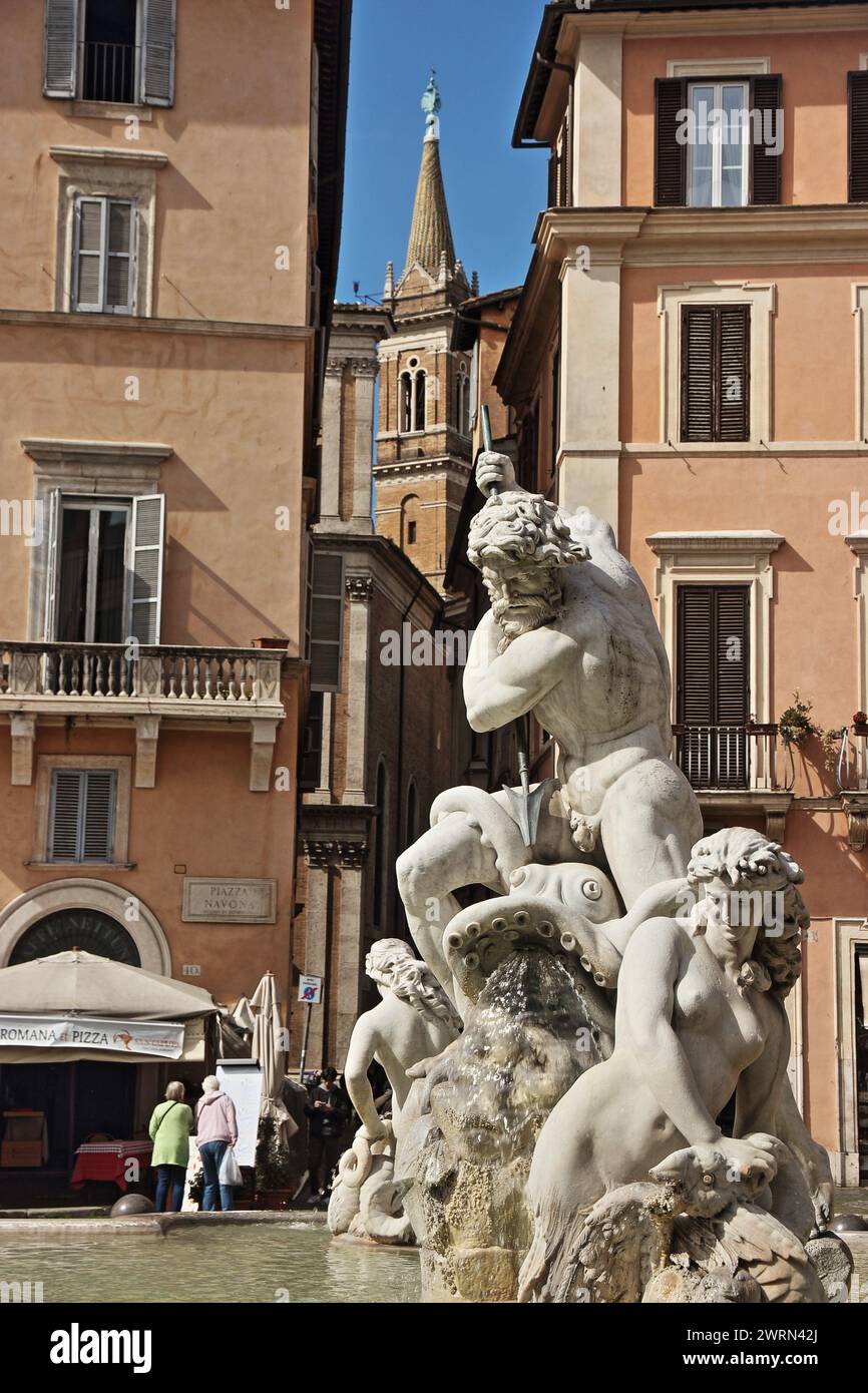 Piazza Navona, one of the most famous monumental squares in Rome Stock ...