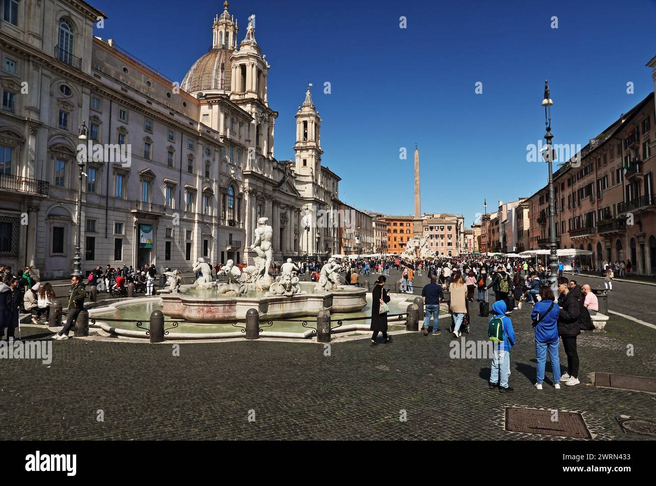 Piazza Navona, one of the most famous monumental squares in Rome Stock ...
