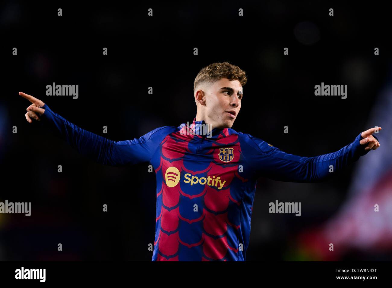 Barcelona, Spain. 12 March 2024. Fermin Lopez of FC Barcelona ...