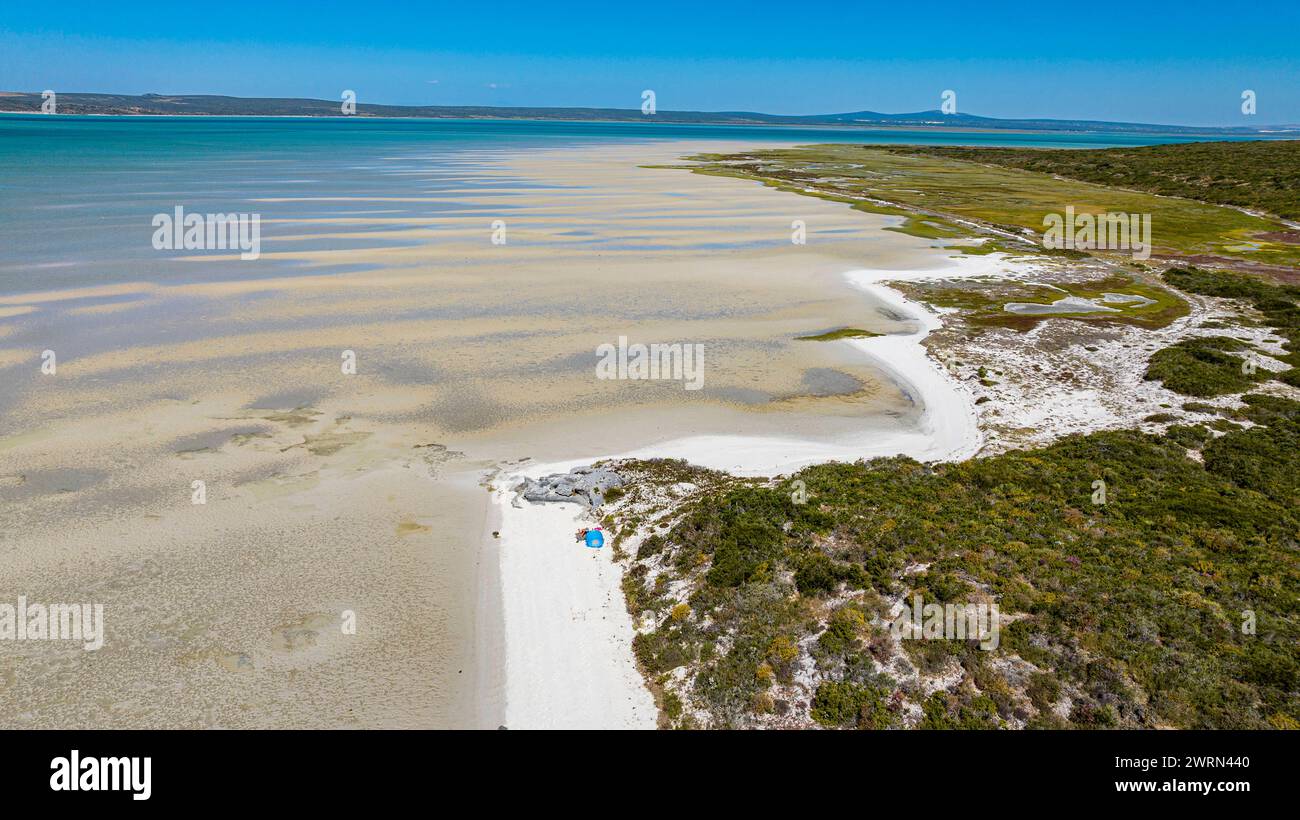 Aerial of the Langebaan Lagoon Marine Protected Area, West Coast ...