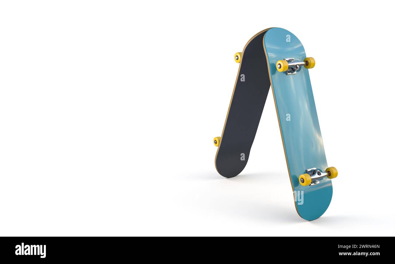 High-resolution image of a skateboard standing upright, isolated on a ...
