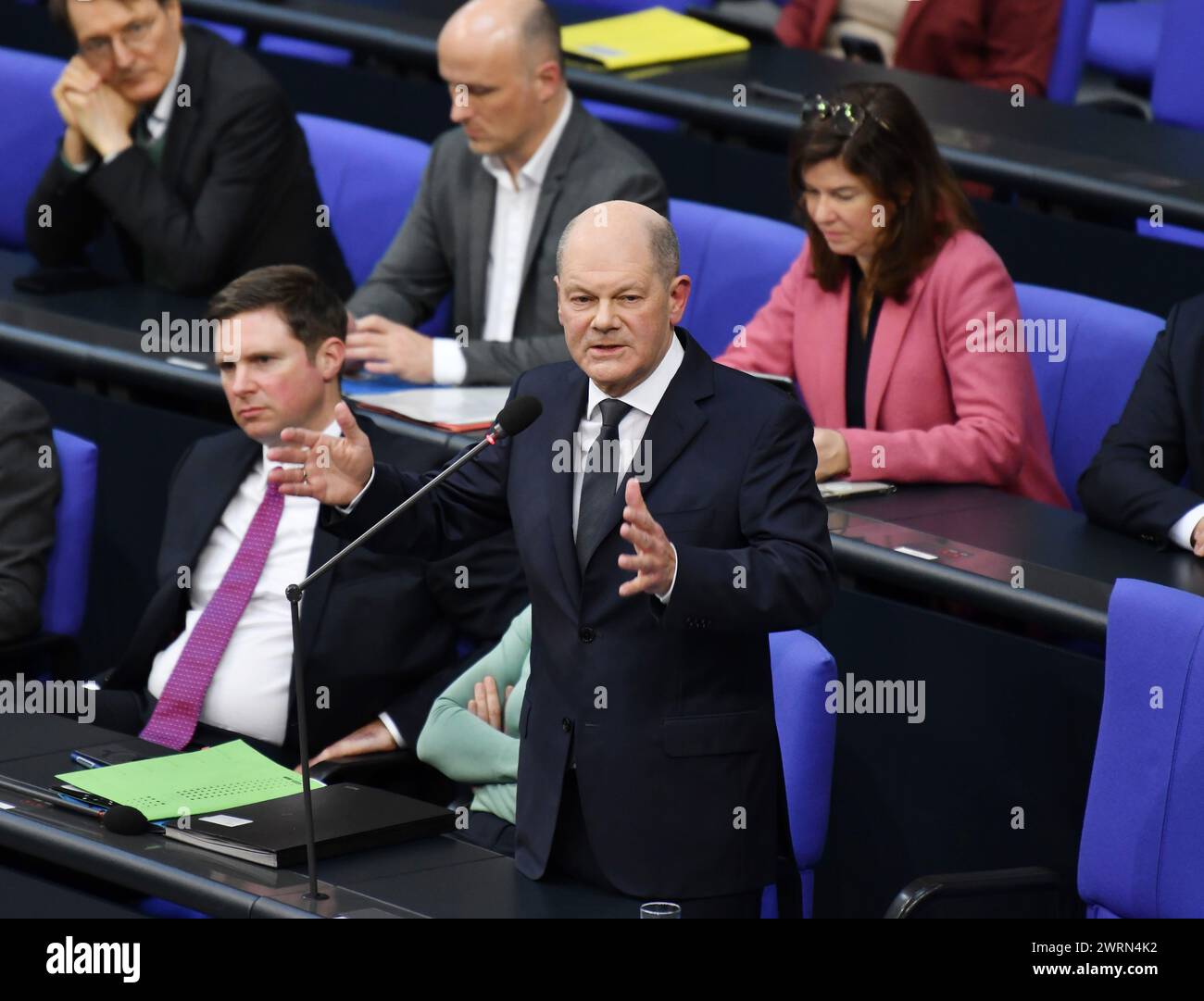 Berlin, Germany. 13th Mar, 2024. German Chancellor Olaf Scholz (1st R ...
