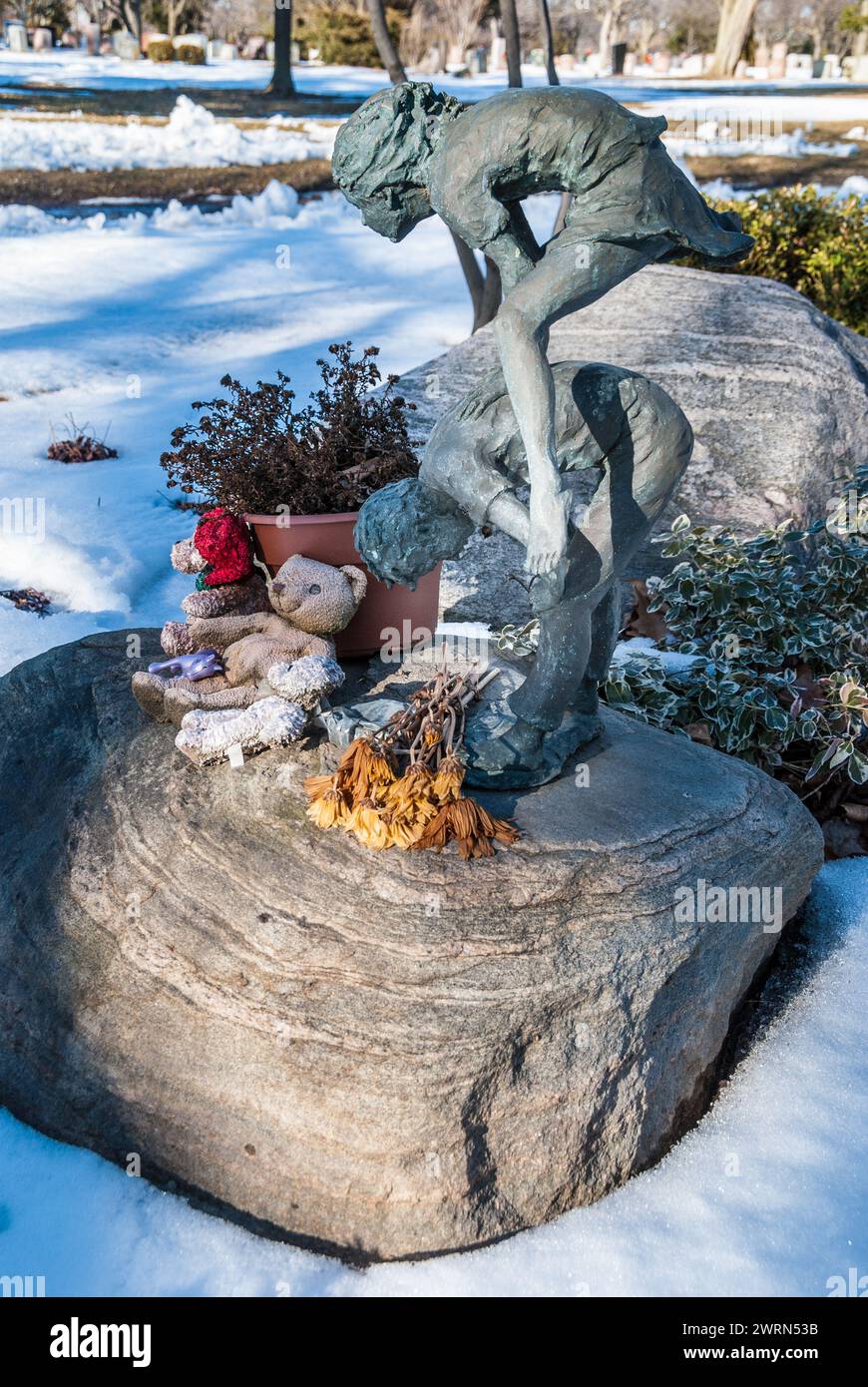 A poignant and unique bronze memorial scupture of children playing ...