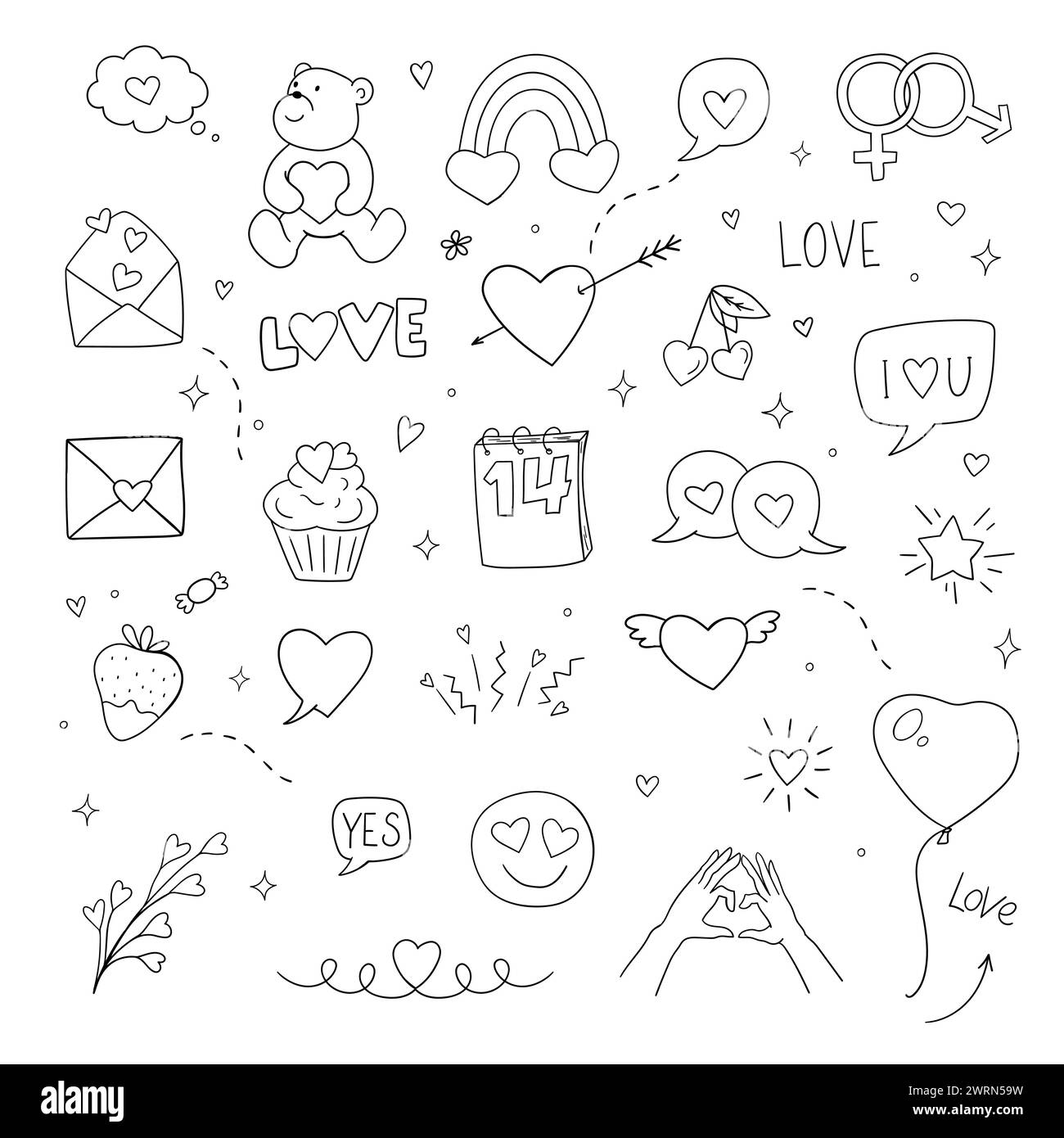 Love Romantic Doodle Line Art Illustration Valentines Day Doodles Stock Vector Image And Art Alamy