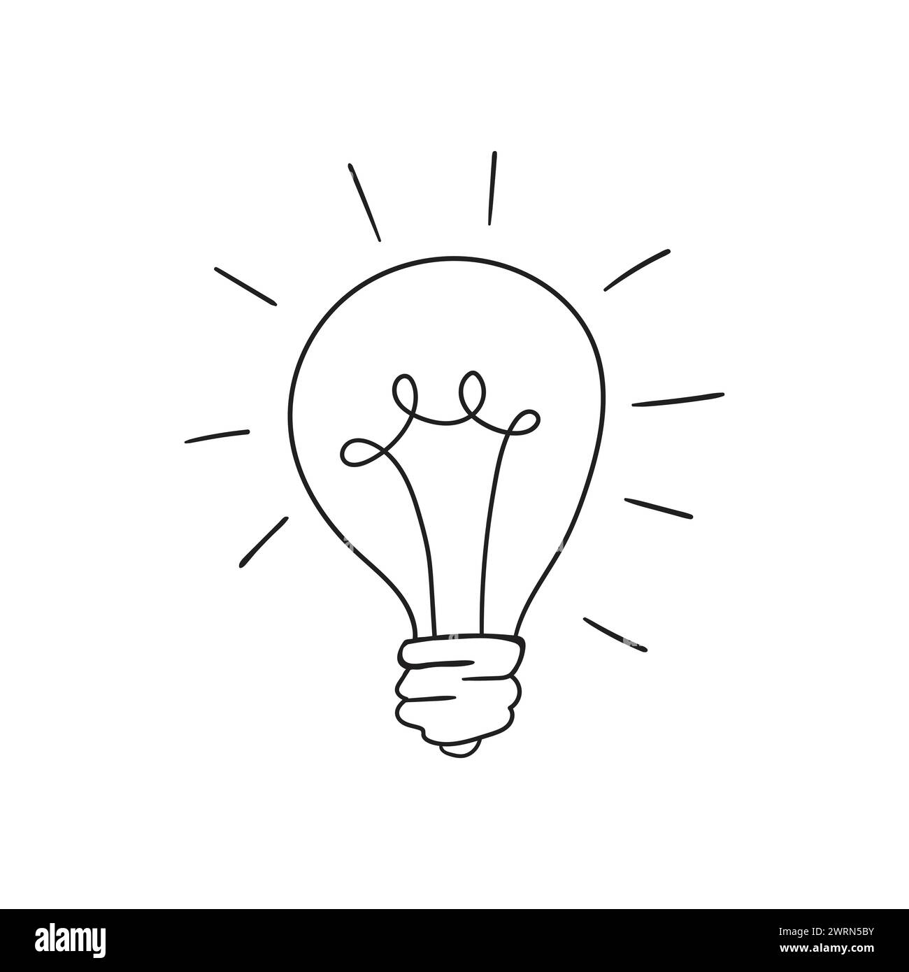 Doodle illustration, lamp outline drawing. Hand Drawn Icon. Vector Clip ...