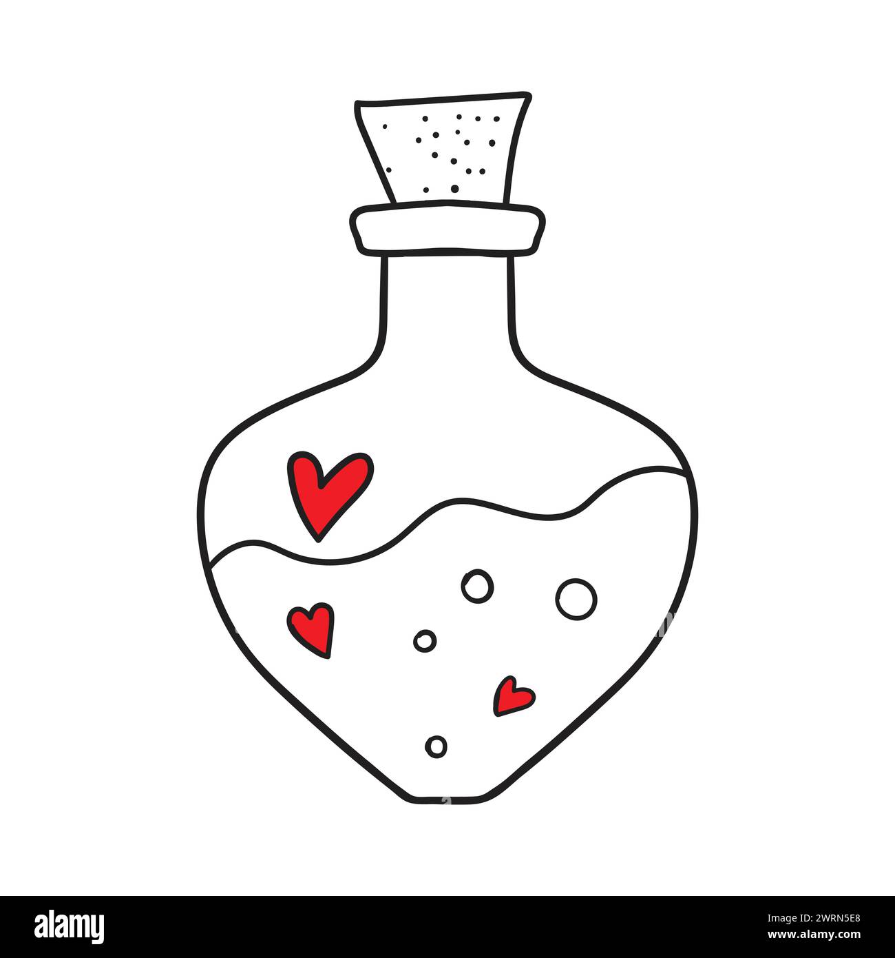 Hand drawn outline illustration with love potion. Clip art for ...