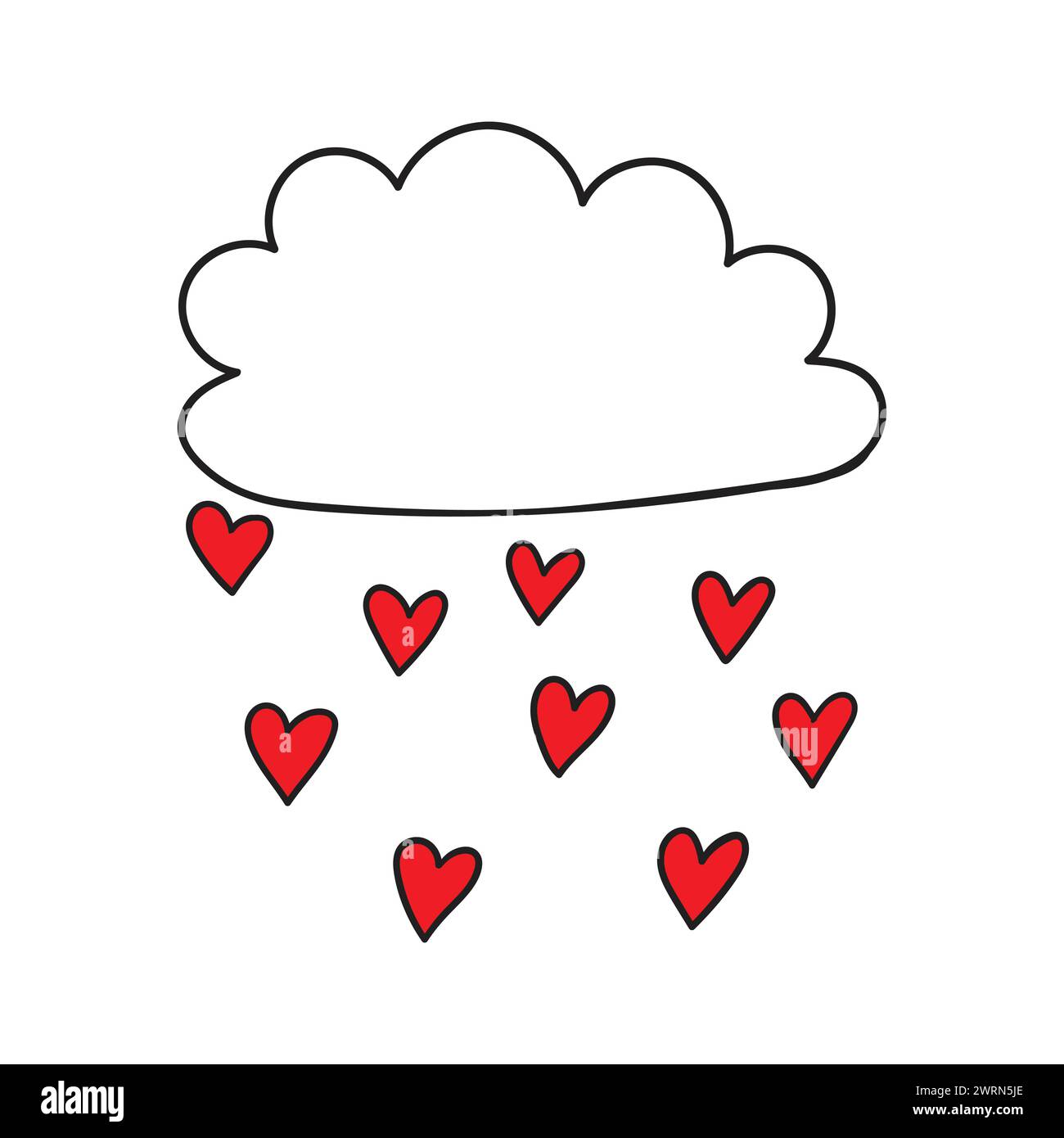 Happy Valentine's Day illustration. Hand drawn outline illustration ...