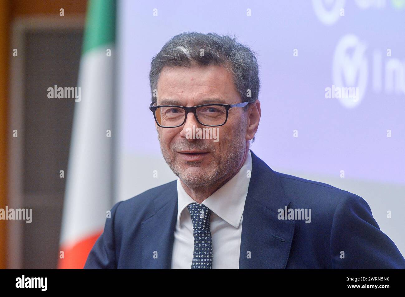 Italy, Rome, March 13, 2024 : Giancarlo Giorgetti, minister of Economy ...
