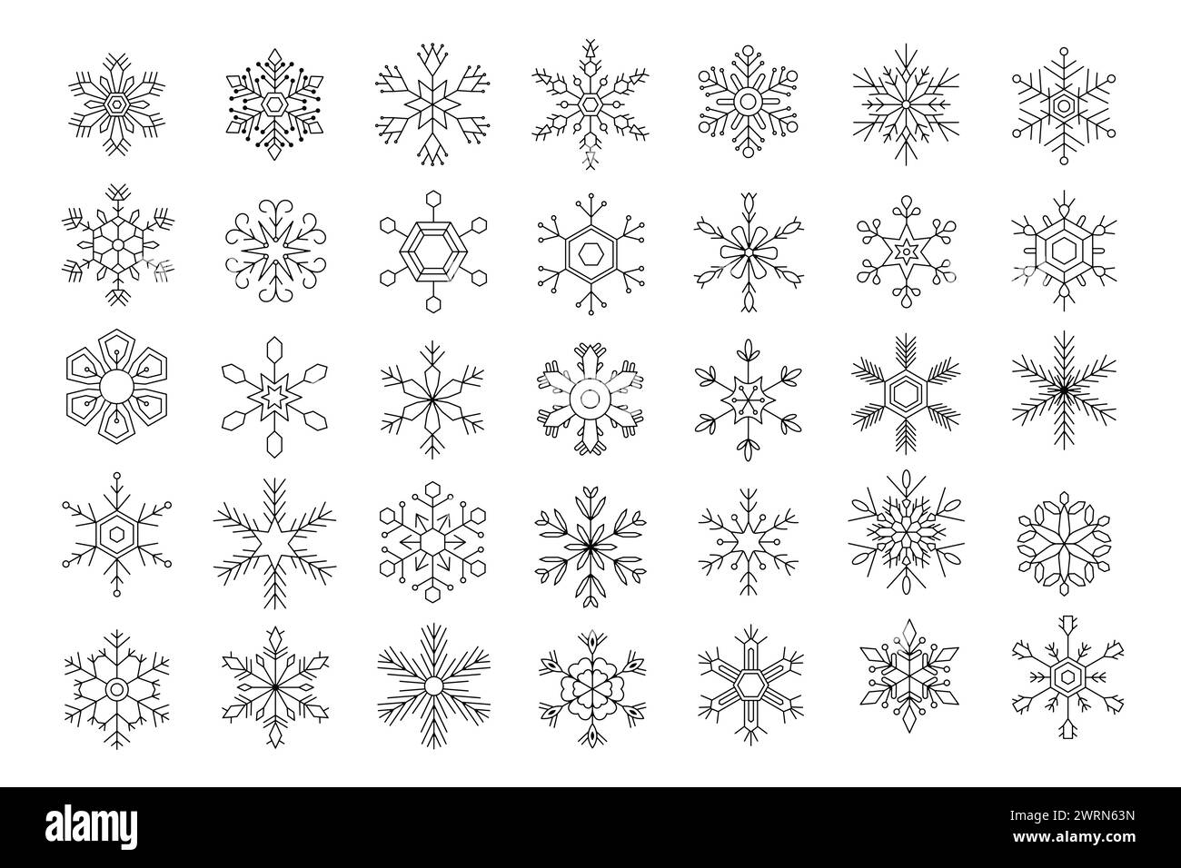 Snowflakes icons set. Cute snowflakes collection isolated on white ...