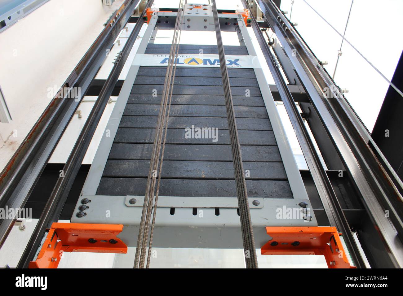 structure and counterweight of an elevator Stock Photo - Alamy