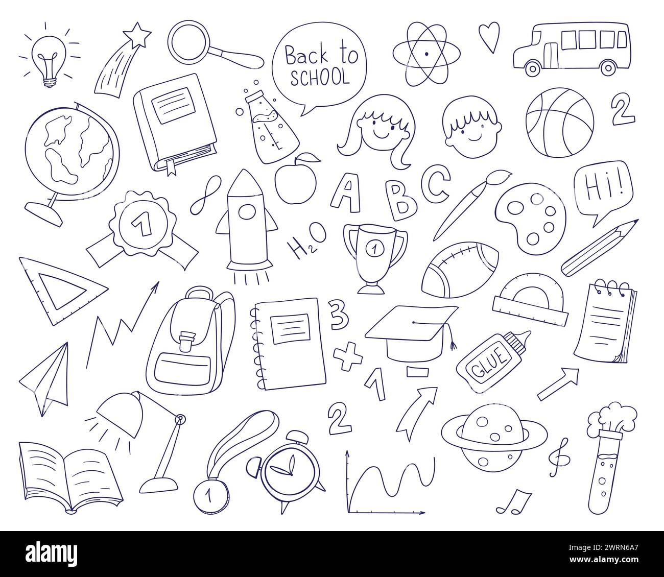 Cute school doodles element hi-res stock photography and images - Alamy